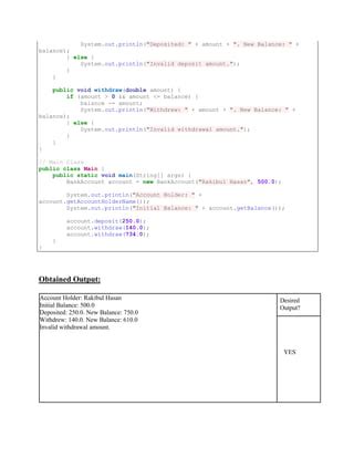 Encapsulation Java Object Oriented Programming Lab Report Pdf