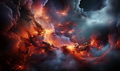 Enormous Colorful Cloud Filled With Fire And Smoke Stock Image Image