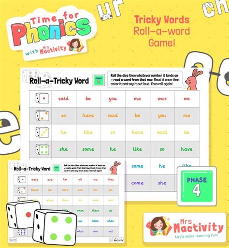 Phase 4 Phonics Roll A Tricky Word Activity Mrs Mactivity Phase 4