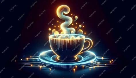 3d Abstract Glowing Waveform Creating A Teacup Outline Concept As