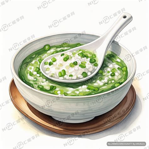 Ai创作图水彩绘制一碗绿豆粥 昵图网