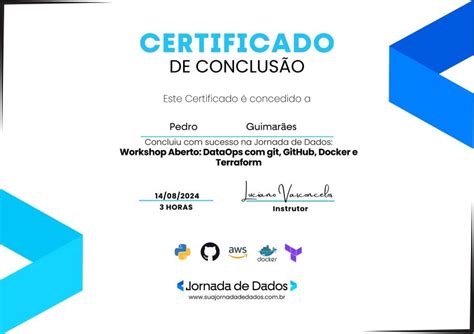Gostaria De Compartilhar Que Recebi Um Novo Certificado Dataops Com Git Github Docker E