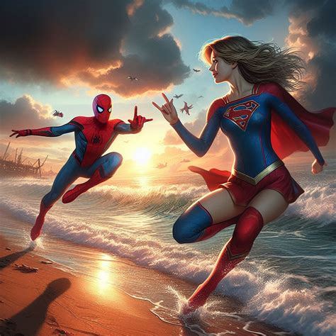 Spider Man And Supergirl Good Times Ai Art By Evandromarquesamv On