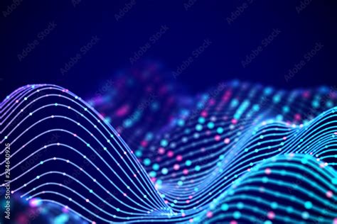 3d Sound Waves With Colored Dots Big Data Abstract Visualization Digital Concept Virtual