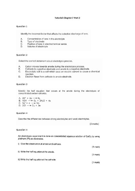 Tutorial Chapter 7 Part 2 Chemistry Tutorial Chapter 7 Part Question Question Question