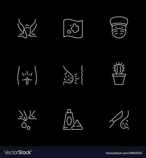 Set Line Icons Of Hemorrhoid Royalty Free Vector Image