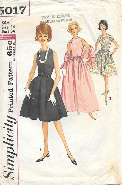 1960s Simplicity 5017 Fit And Flare Raglan Sleeve Cocktail Dress In Two