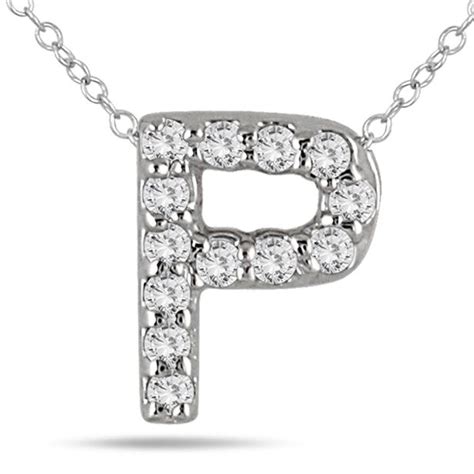 1 10 Carat Tw P Initial Diamond Pendant In 10k White Gold Pdf55290