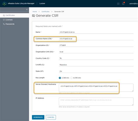 Generate And Replace Log Insight Certificates Vtam