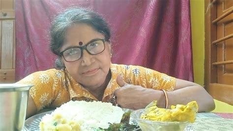 Eating Rice Sada Bhat Aloo Vate Nim Pata Bhaja Pompret Macher Sarse Bata Youtube