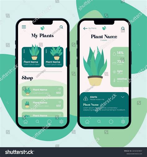 Colored Natural Mobile App Ui Mockup Stock Vector Royalty Free Shutterstock
