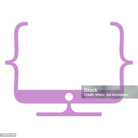 Coding Monitor Desain Ikon Template Vektor Programmer Menghubungkan