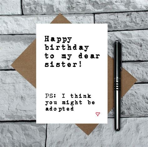 Funny Sister Birthday Card Cheeky Sister Birthday Card Etsy Uk