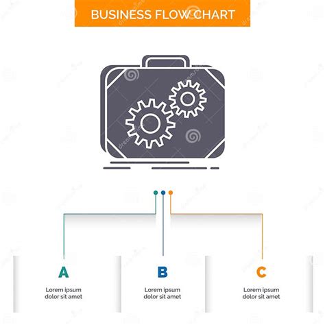 Briefcase Case Production Progress Work Business Flow Chart Design With 3 Steps Glyph Icon