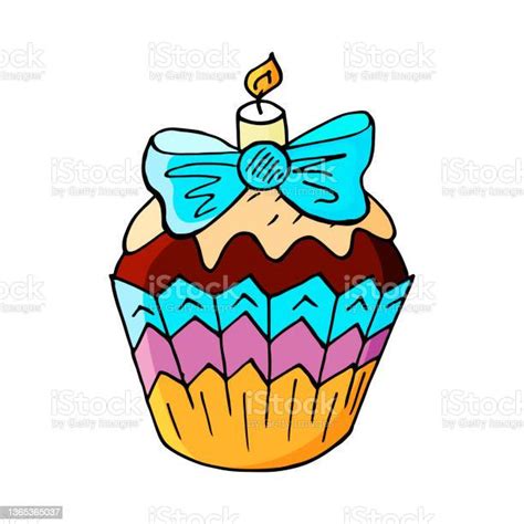 컵 케이크 아이콘 촛불 머핀 을 손으로 그리기 스타일 벡터 그림입니다 달콤한 페이스트리 귀여운 머핀 기호 거품 내기에 대한 스톡 벡터 아트 및 기타 이미지 Istock