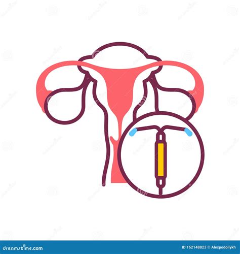 Hormonal Iud Copper Intrauterine Device Colored Flat Style Icon Women Contraceptive Birth