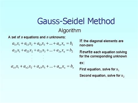 Gausssiedel Method 1 Gaussseidel Method An Iterative Method