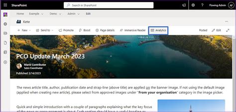 GUIDE GETTING PUBLISHING STATISTICS IN SHAREPOINT ONLINE INTRANET