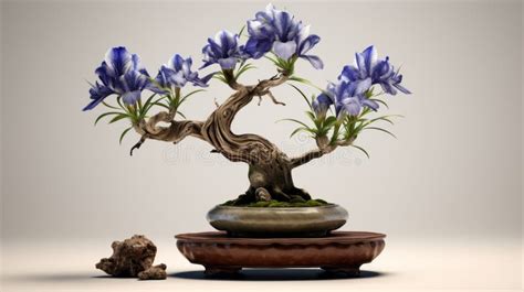 Captivating Floral Still Life 3d Model Of Iris Bonsai Tree Stock