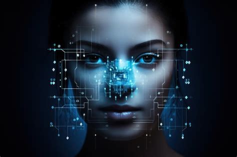 Premium Photo Portrait Of A Girl Face Recognition Concept Identification Technology