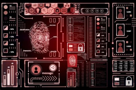 Premium Photo Glowing Red Fingerprint Interface