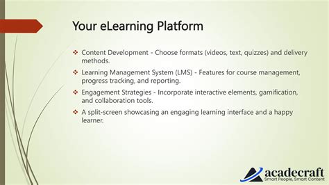 Learning Develop Your Elearning Platform Ppt