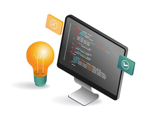 Premium Vector A Computer Monitor With Programmer Code