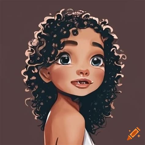 Cartoon Of A Cute Girl With Curly Hair And Mischievous Smile On Craiyon