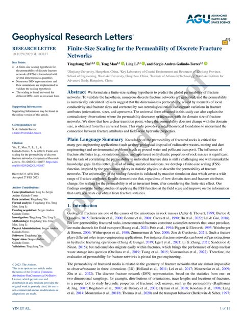 Pdf Finite‐size Scaling For The Permeability Of Discrete Fracture