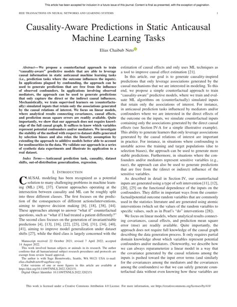 Pdf Causality Aware Predictions In Static Anticausal Machine Learning