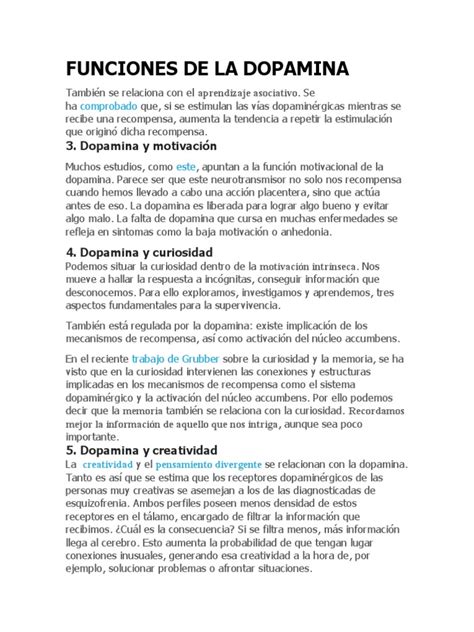 Funciones De La Dopamina Pdf Dopamina Sistema Nervioso