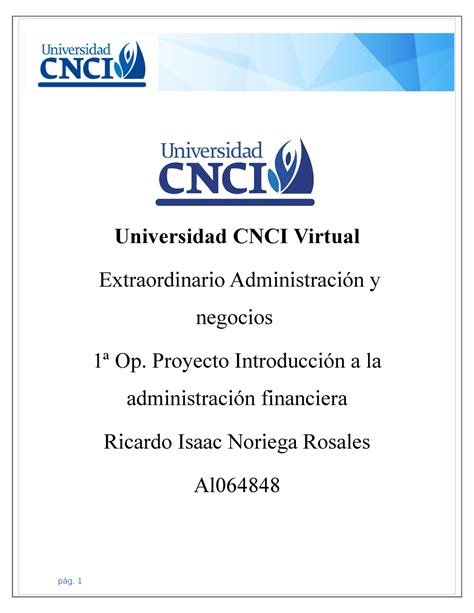 Actividad 1 Introducción a la administración financiera Universidad