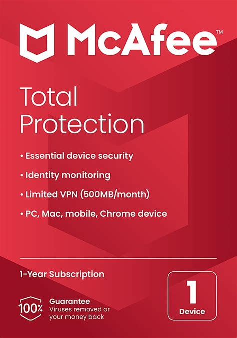 McAfee Total Protection 1 Device Antivirus Internet Security