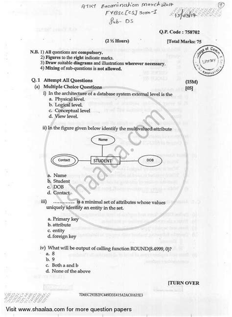 Database Systems 2016 2017 Bsc Computer Science Semester 1 Fybsc