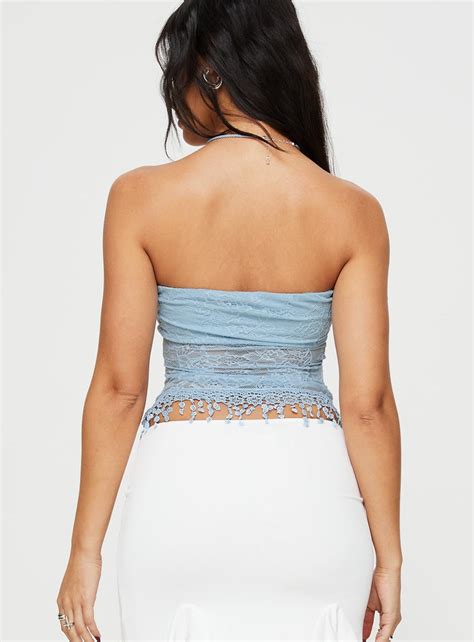 Zuleta Lace Strapless Top Blue Princess Polly Au