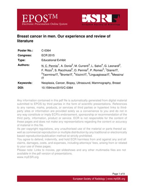 Pdf Breast Cancer In Men Our Experience And Review Of Literature