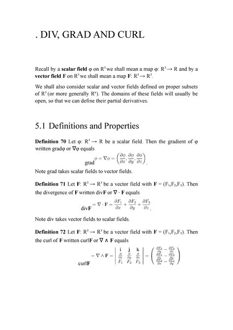 Multi Calc 9 Div Grad And Curl Div Grad And Curl Recall By A