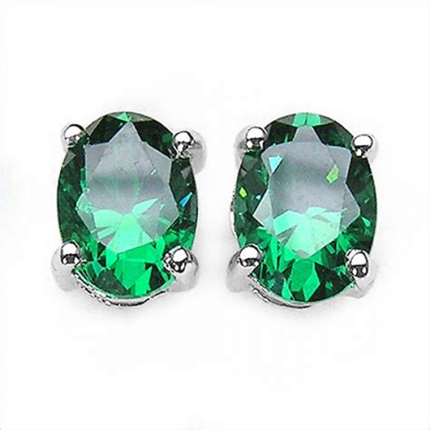 Schmuck Schmidt 24 Ovale Ohrringe Ohrstecker Smaragd Grüne Zirkonia