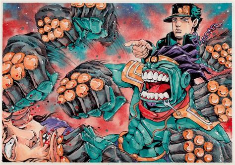 Kujo Jotaro Star Platinum And Steely Dan Jojo No Kimyou Na Bouken And More Drawn By Xfkart
