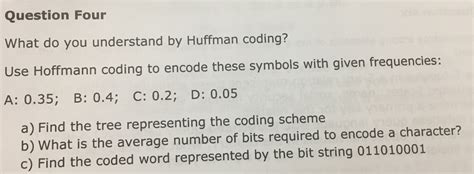 Solved Question Four What Do You Understand By Huffman