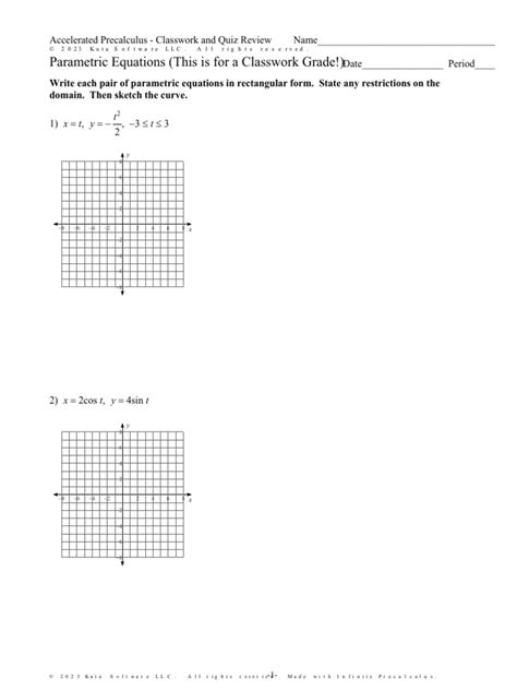 Parametric Equations This Is For A Classwork Grade Pdf Analytic Geometry Differential