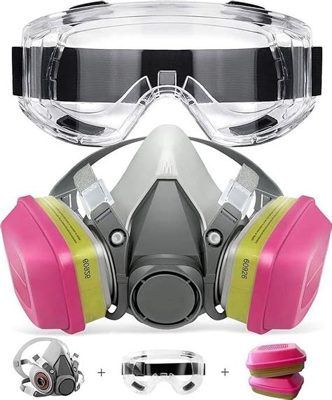 Industrial Half Face Respirator Mask With Goggles Reusable And Dust