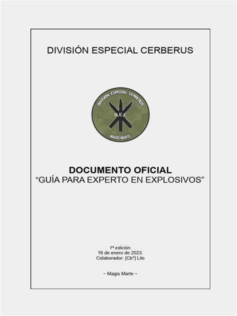 Guia Para Experto En Explosivos Division Especial Cerberus Dec Docx 1 Pdf