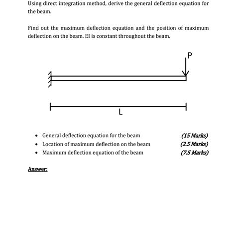 solved using direct integration method derive the general deflection