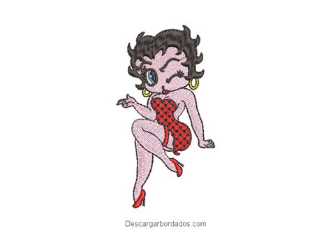 Diseño Bordado de Betty Boop con vestido rojo Descargar Diseños de Bordados