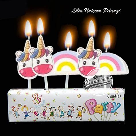 Lilin Rainbow Unicorn Birthday Candlesrainbow Cloud Unicorn Character