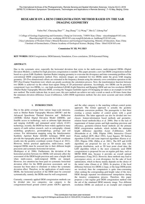 pdf research on a dem coregistration method based on the sar imaging