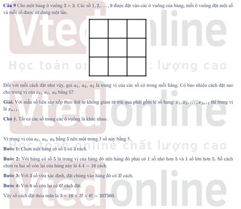 Mỗi Ngày Một Bài Toán Tổ Hợp Xác Suất Câu Số 13 Đặt Các Số 1 2 3 4 5 6 7 8 9 Vào Các