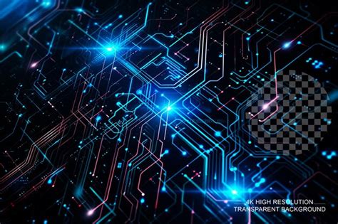 투명한 배경에 추상적인 미래의 전자 회로의 2d 일러스트레이션 프리미엄 Ai 생성 Psd