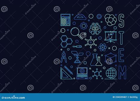 Stem Concept Outline Vector Blue Banner Or Illustration Stock Vector Illustration Of Vector